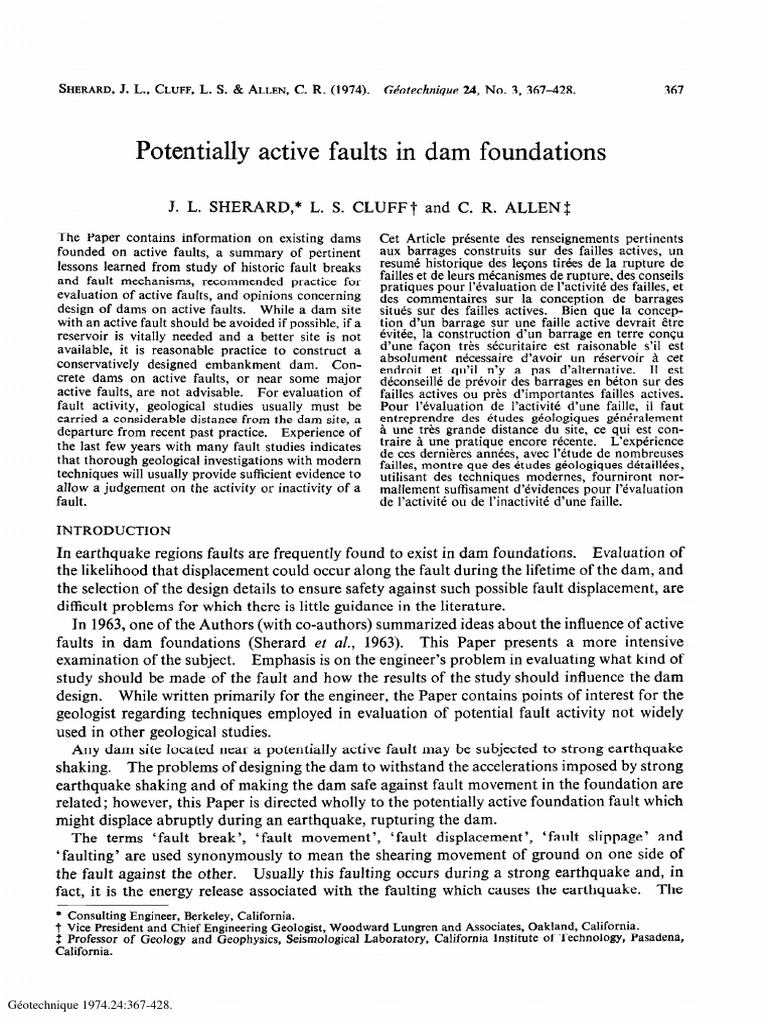 Active Faults in Dam Foundations | PDF | Earthquakes | Fault (Geology)