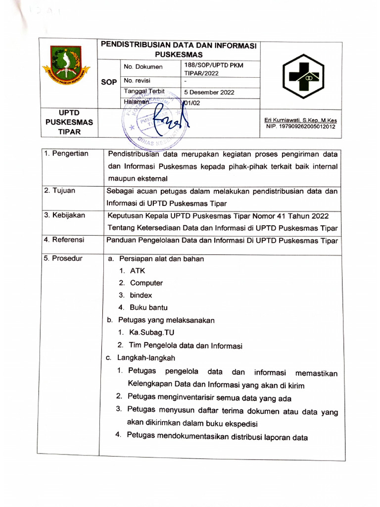 4.3.1 g SOP PENDISTRIBUSIAN DATA ( KMP) | PDF