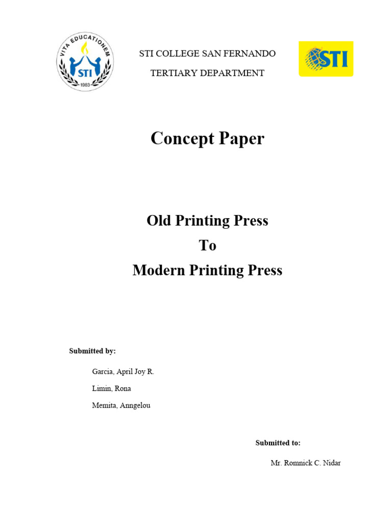 Concept Paper | PDF | Printing | Printing Press