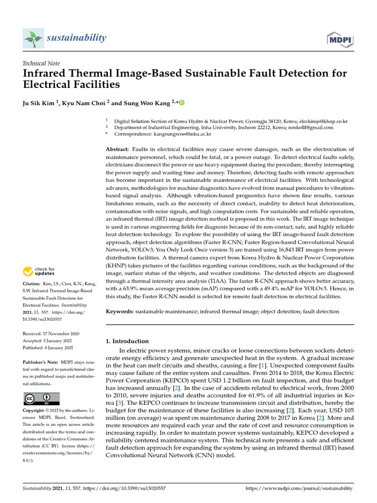 Infrared Thermal Image-Based Sustainable Fault Detection For Electrical ...