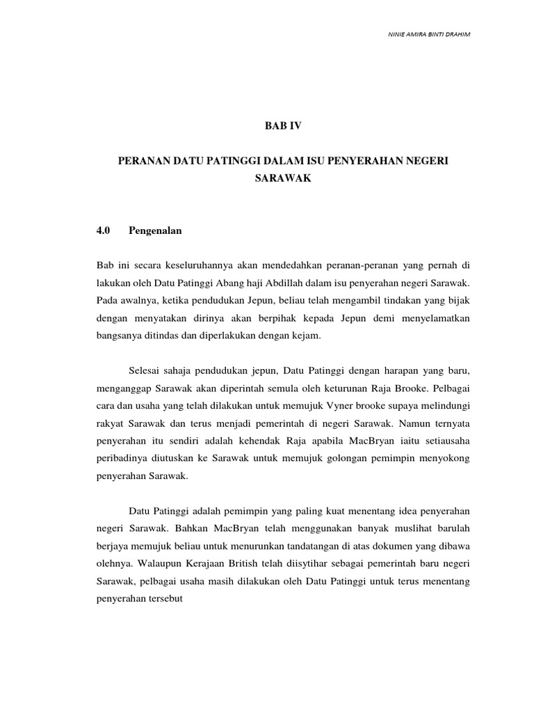 Peranan Datu Patinggi Dalam Isu Penyerah | PDF