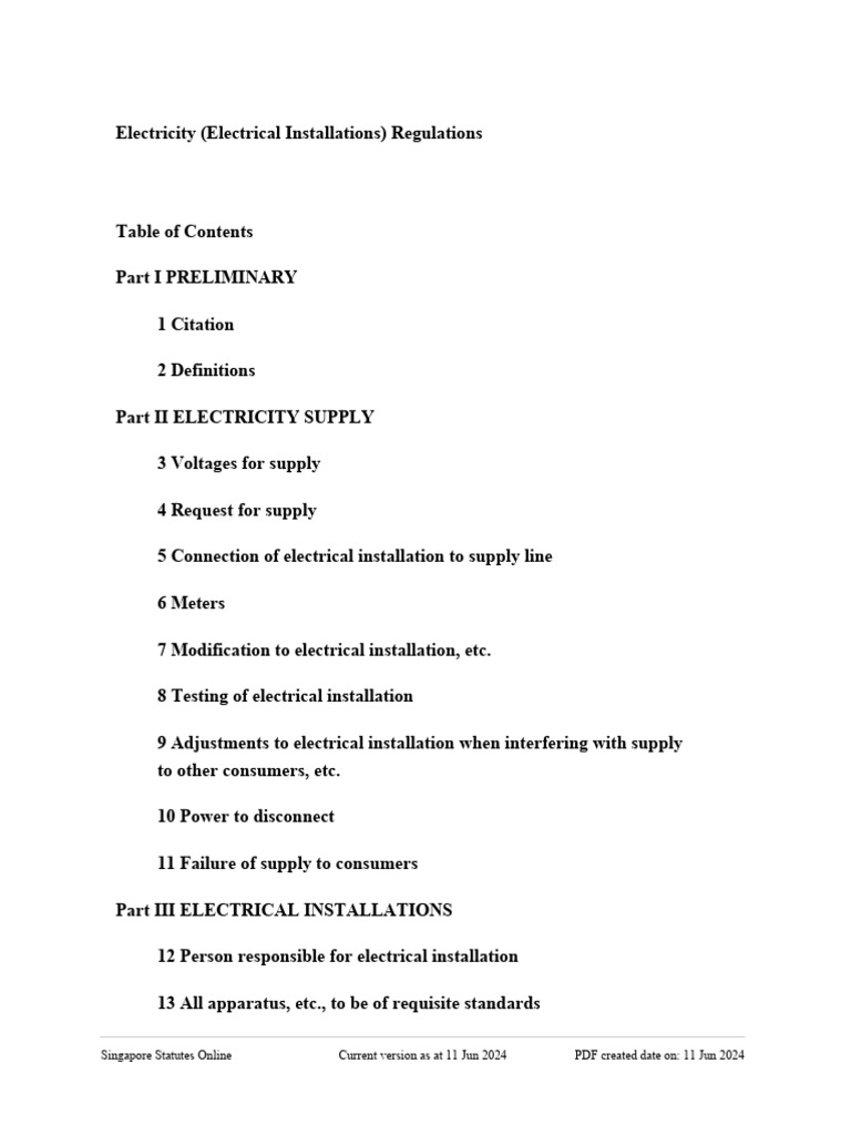 Electricity (Electrical Installations) Regulations | PDF | Electrical ...