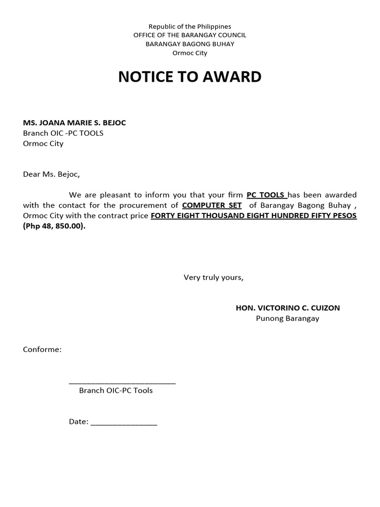 NOTICE OF AWARDS 2021 ETC. | Download Free PDF | Procurement | Personal ...
