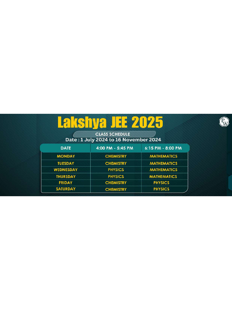 Lakshya 2025 _ Class Schedule | PDF