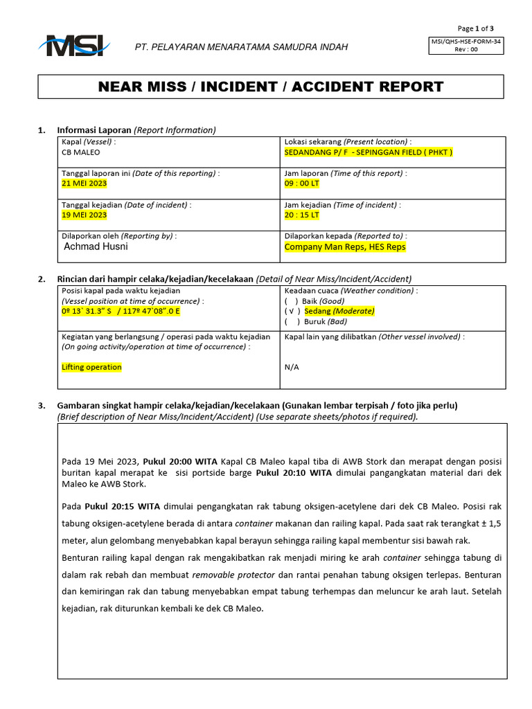 Incident Report Property Damage - 094445 | PDF