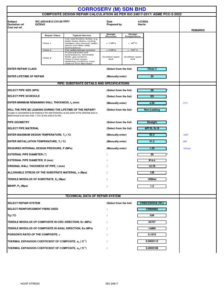 ISO24817 Calculation TPP7 | PDF | Pipe (Fluid Conveyance) | Continuum ...