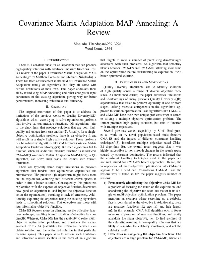 Covariance Matrix Map Annealing | PDF | Mathematical Optimization | Algorithms And Data Structures