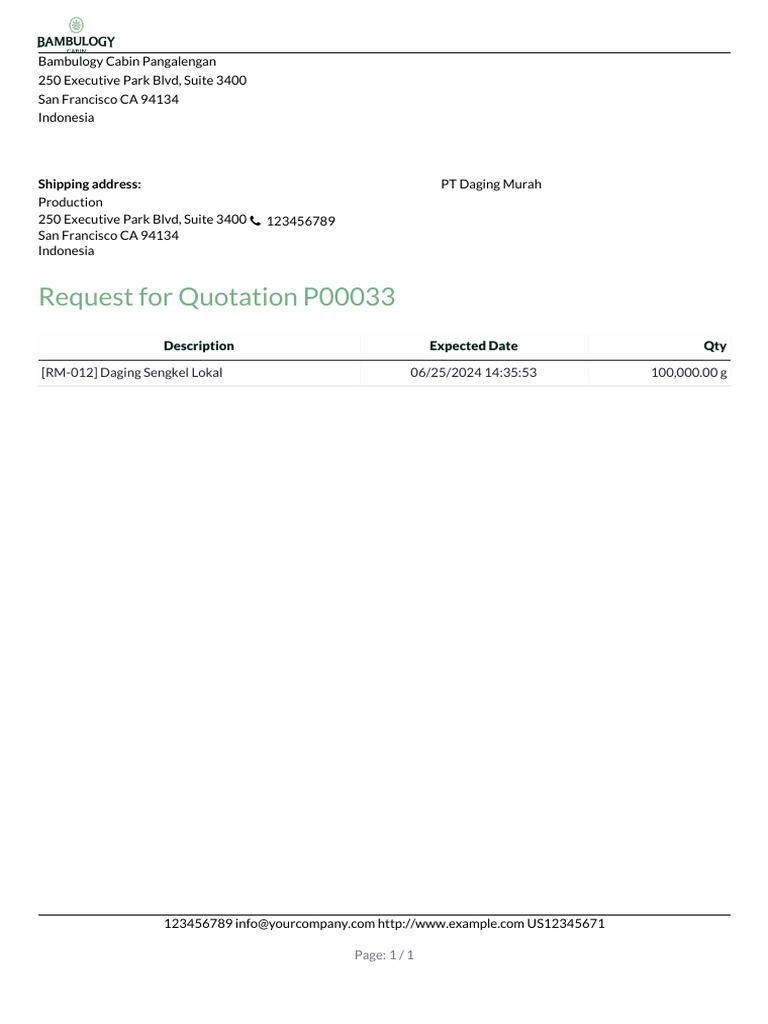 Request For Quotation - P00033 | PDF