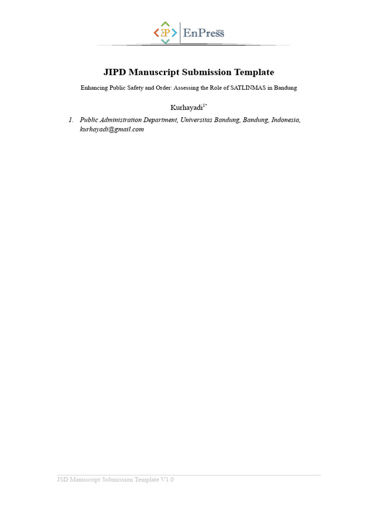 JIPD Manuscript Submission Template 6 | PDF | Survey Methodology | Capacity Building