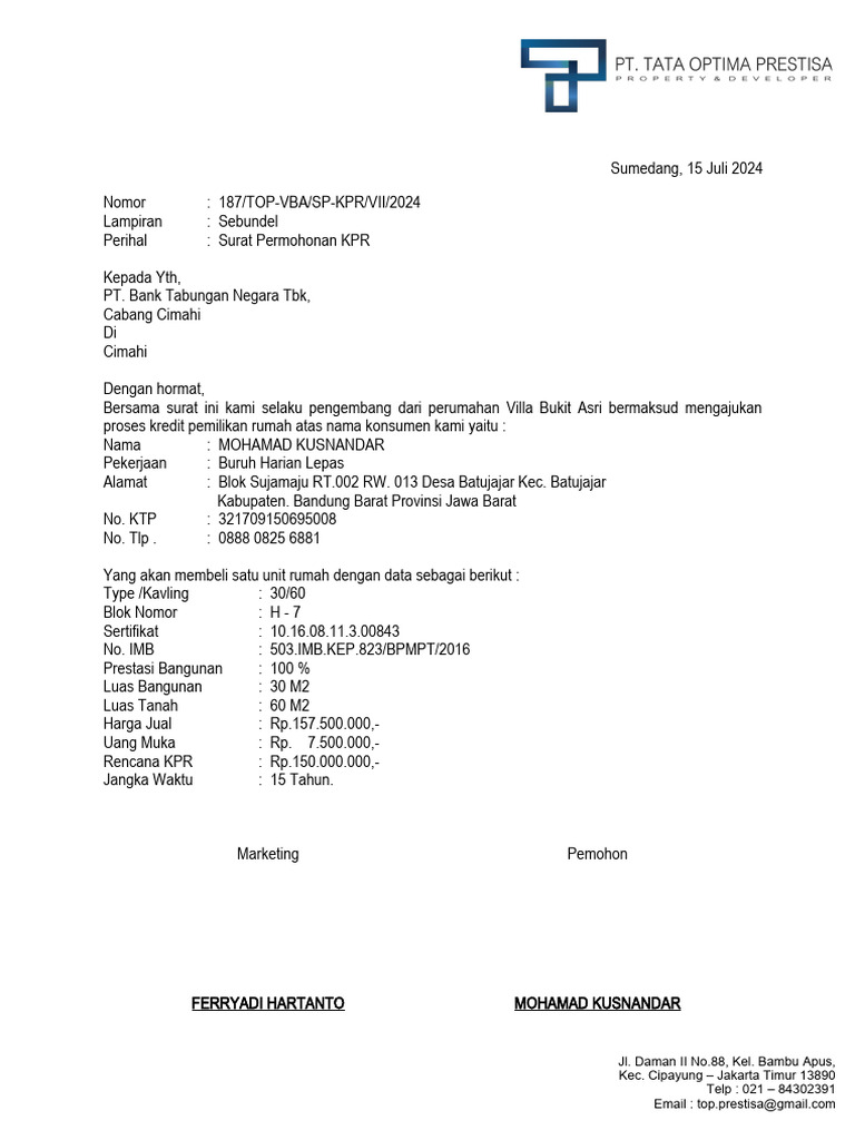 Kop Surat PT TOP | PDF