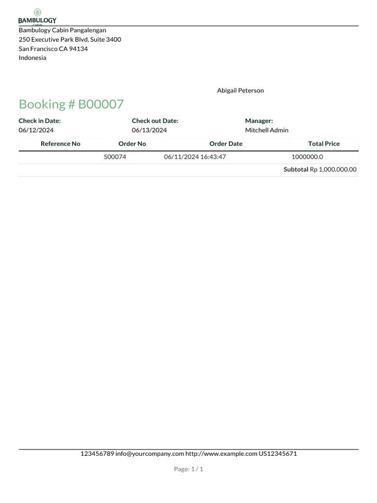 Booking Confirmation for Abigail Peterson | PDF