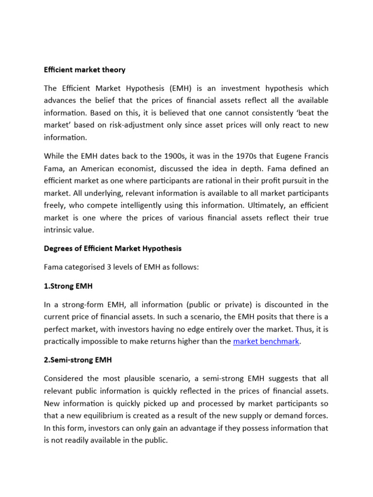 efficient market theory | Download Free PDF | Efficient Market ... efficient market theory | Download Free PDF | Efficient Market ...