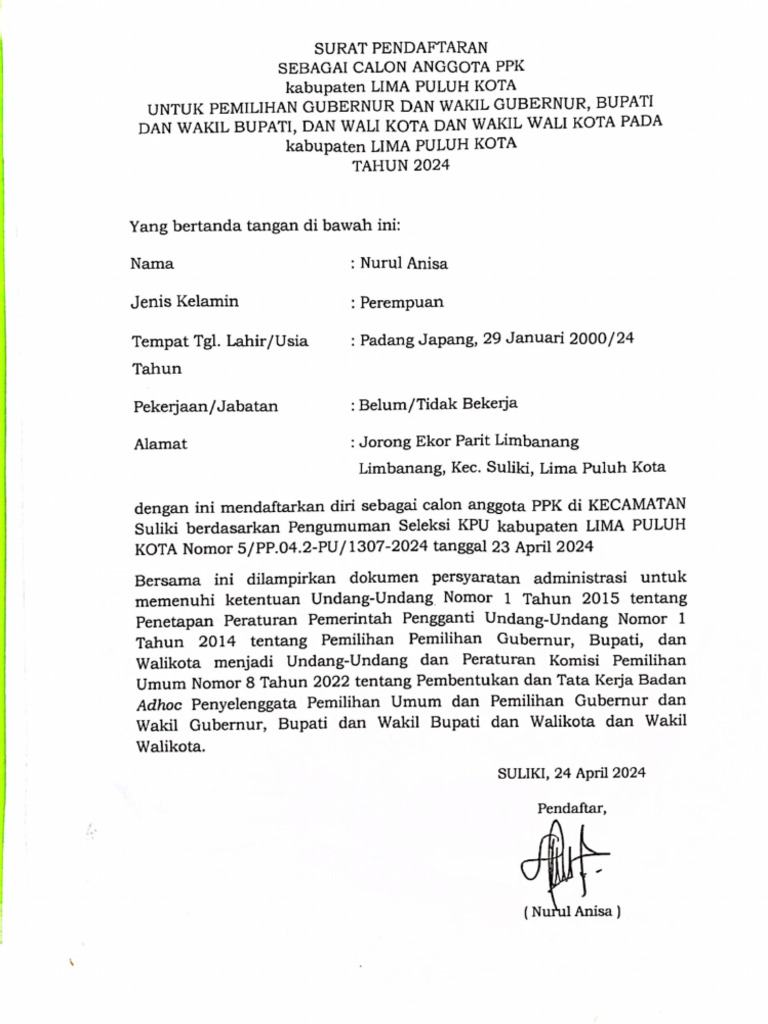 Surat Pendaftaran | PDF