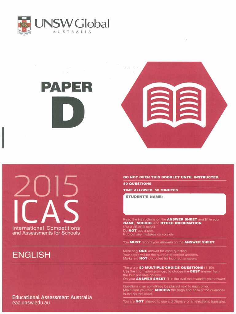 ICAS English D 2015 | PDF