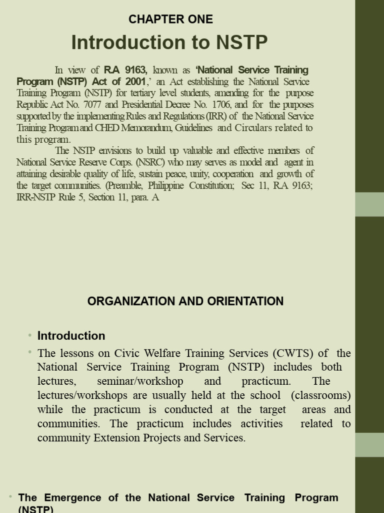 C1 Introduction To NSTP LAW | PDF