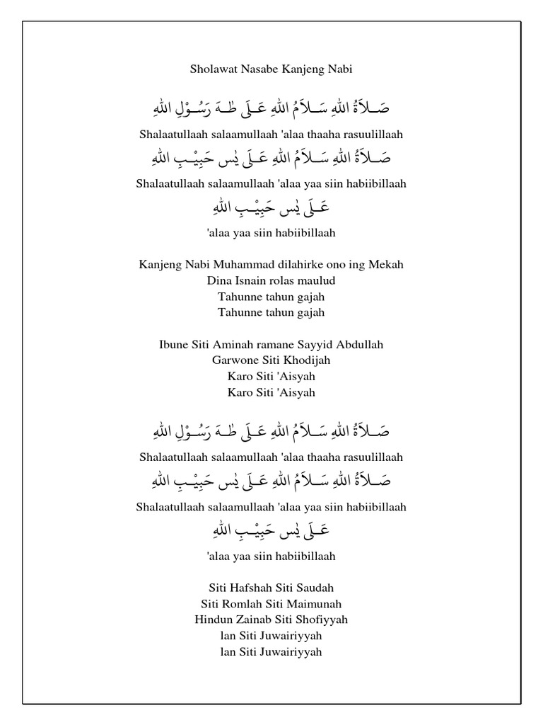 Sholawat Nasabe Kanjeng Nabi | PDF | Shia Islam | Mecca