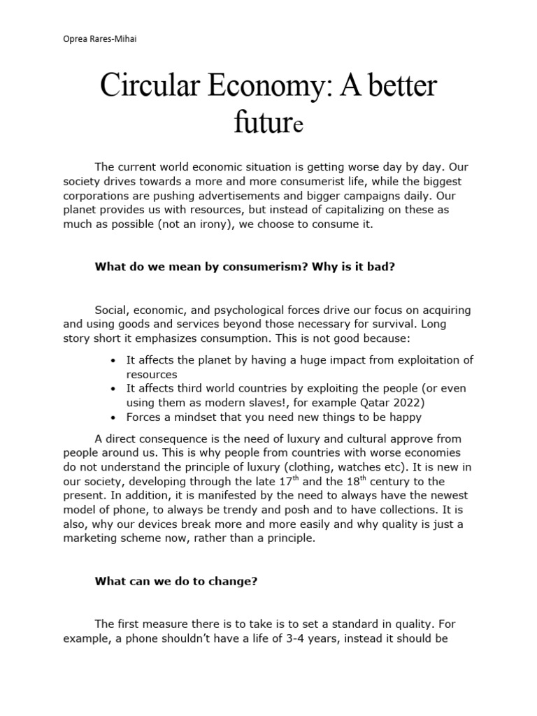 Circular Economy OpreaRaresMihai-1 | PDF | Consumerism | Recycling