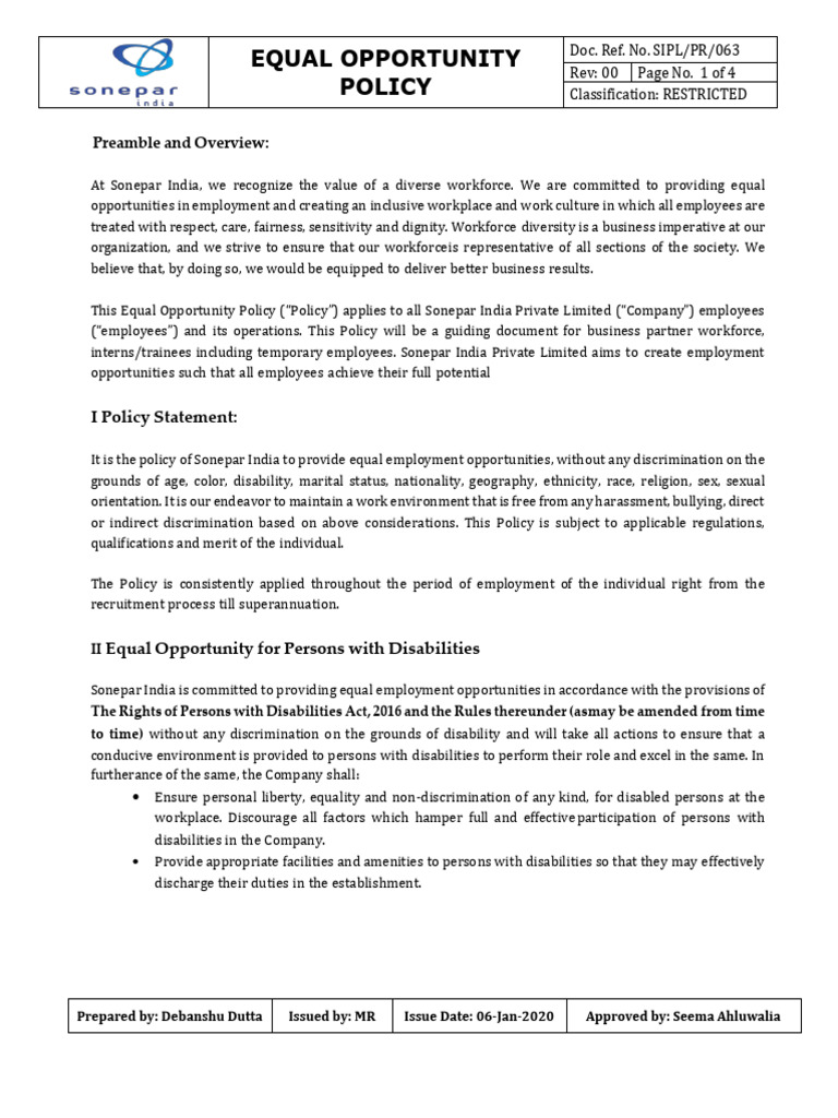 Sonepar Equal Opportunity Policy | PDF | Employment | Equal Opportunity