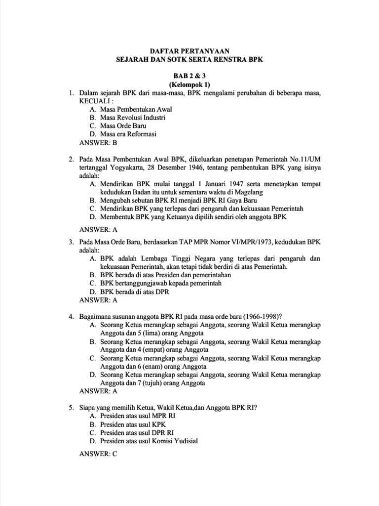 PDF Kumpulan Soal Sotk Dan Renstra - Compress | PDF | Wellness