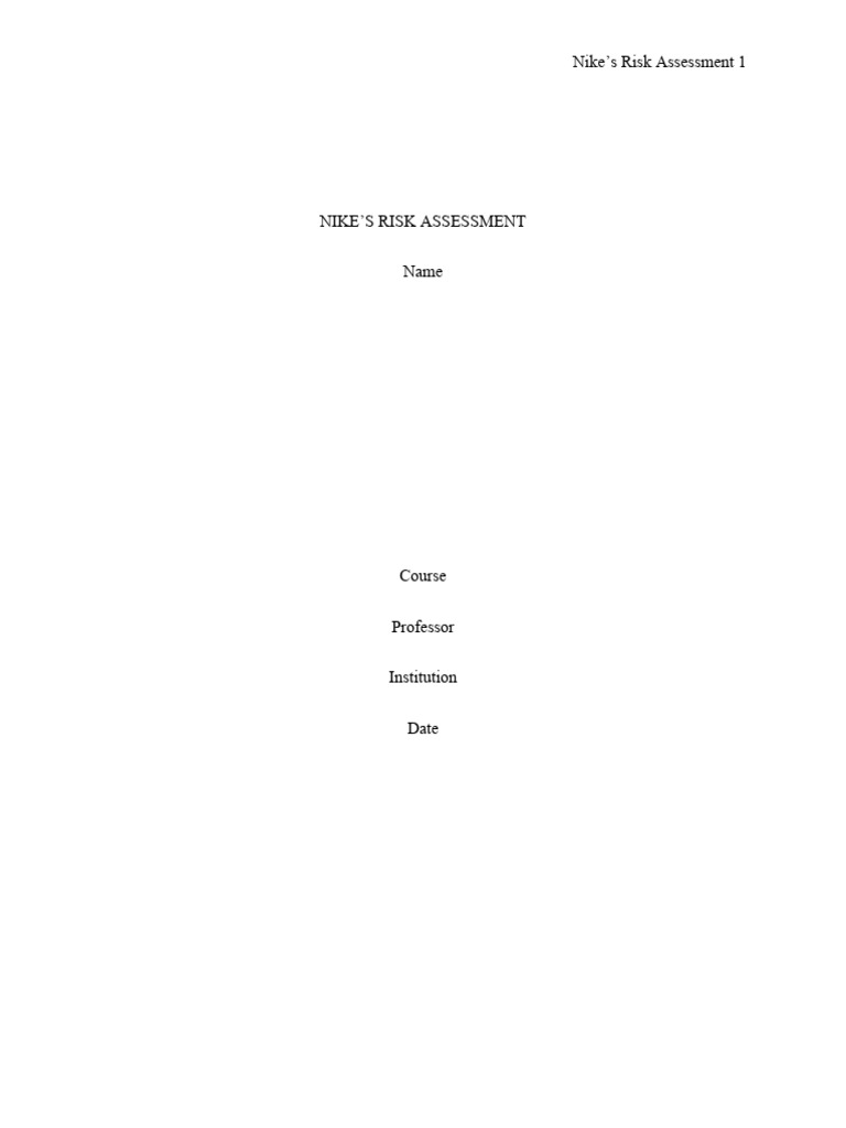 NIKE RISK ASSESSMENT.. (1) .Edited | PDF | Risk | Risk Management
