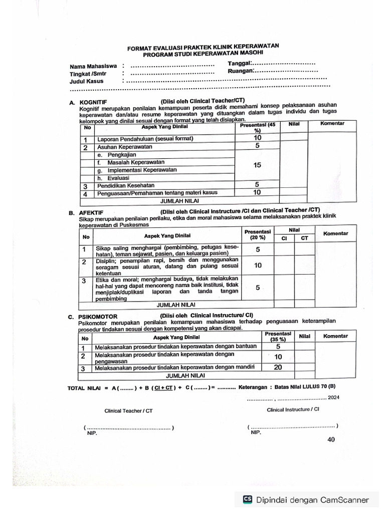 Format Evaluasi Praktek | PDF
