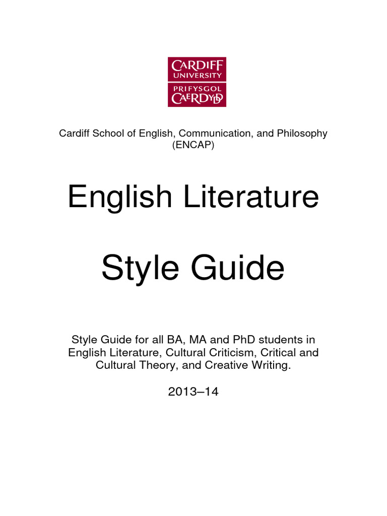 Eng Lit Style Guide | PDF | Ellipsis | Note (Typography)