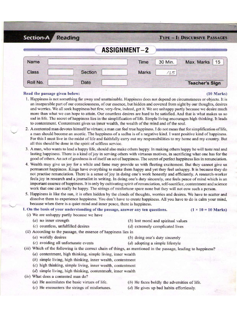 Unseen Passage | PDF