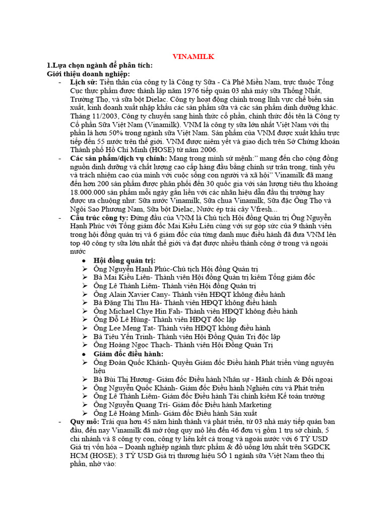 VINAMILK | PDF