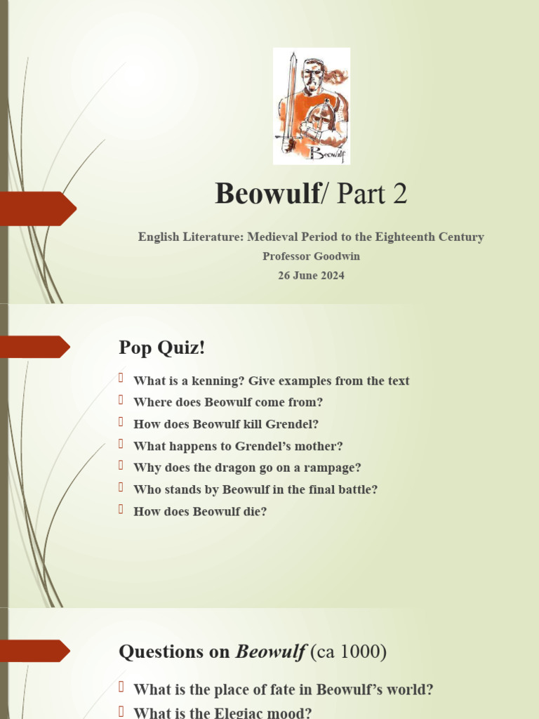 Beowulf 2 SUMMER 24 (1) For June 26 | PDF | Chivalry | Knight