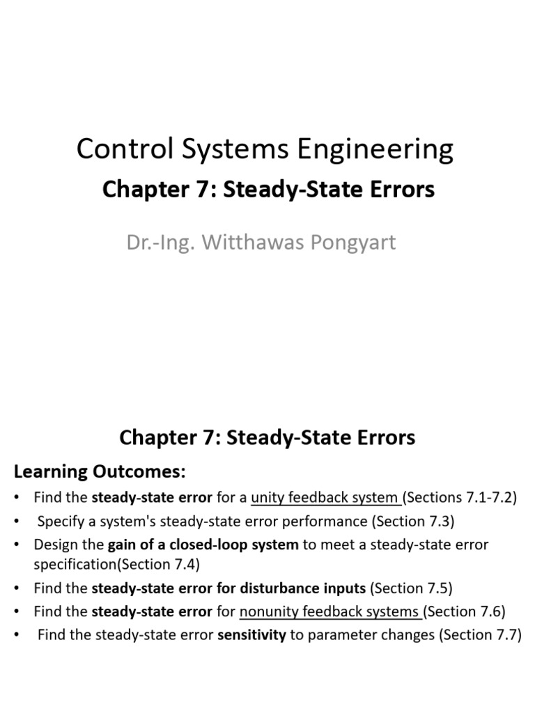 Presentation 7 | PDF | Steady State | Control Theory