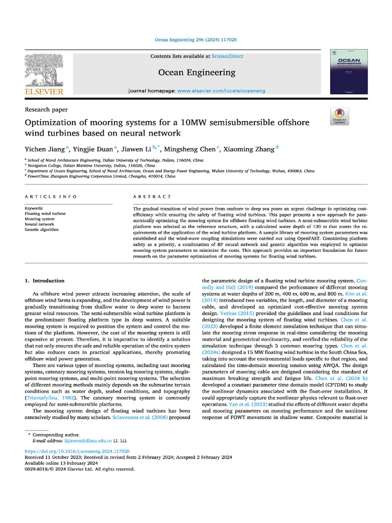 Mooring Optimisation Semi Sub Neural Networks Pdf