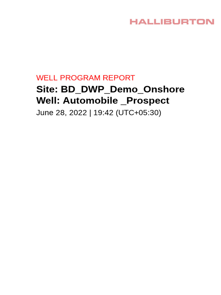 Automobile Prospect Well Program Report | PDF | Casing (Borehole ...