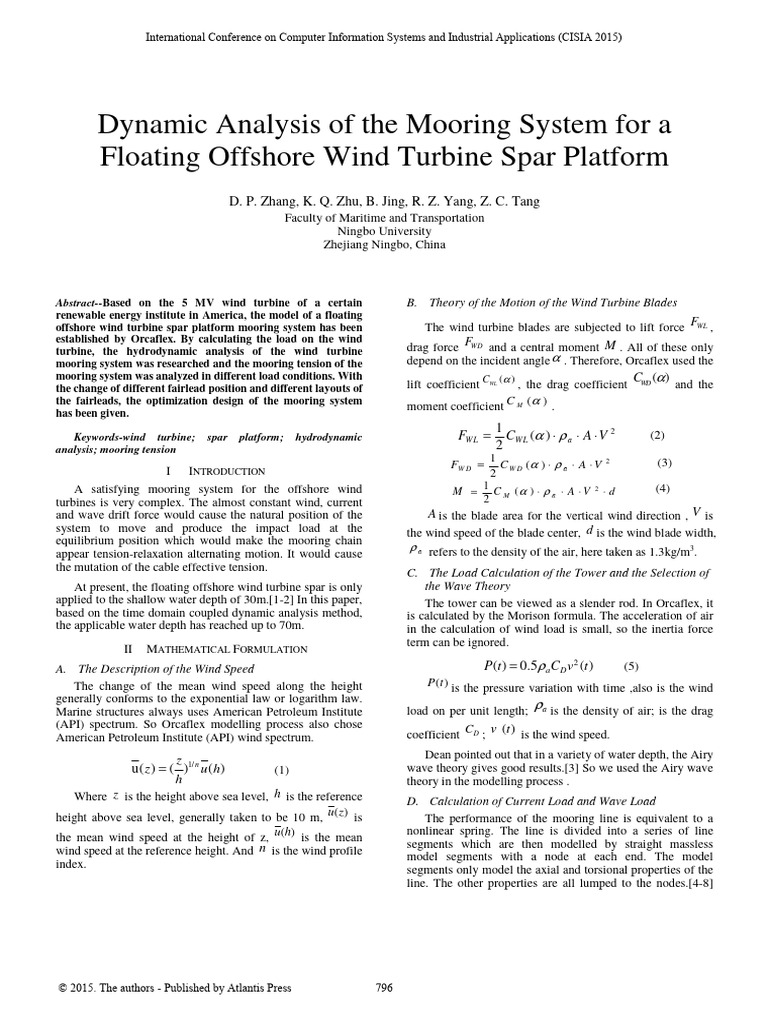 Mooring System Spar Dynamic Analysis | PDF | Force | Mechanics
