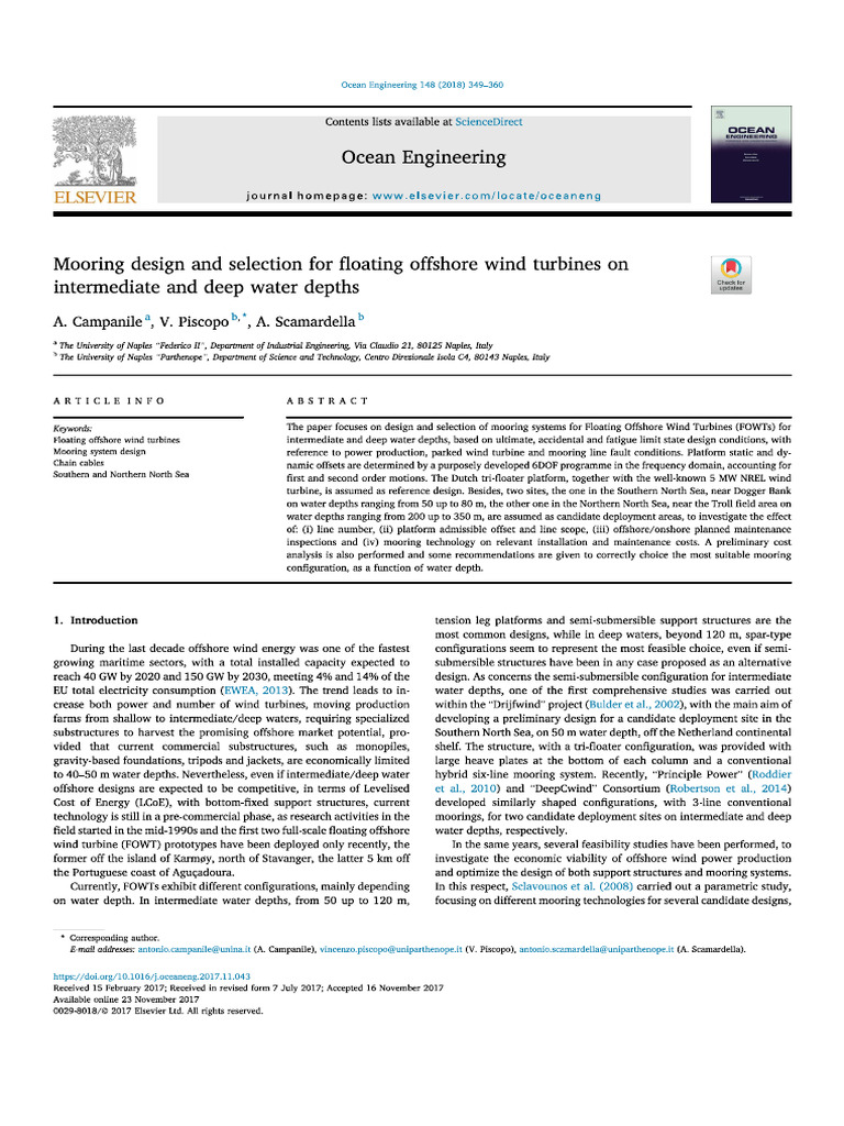 Mooring Design & Selection FOWT | PDF