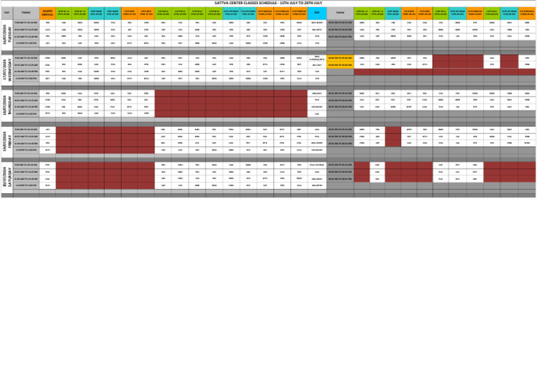 Updated Time Table_15TH JULY TO 20TH CENTRE | PDF
