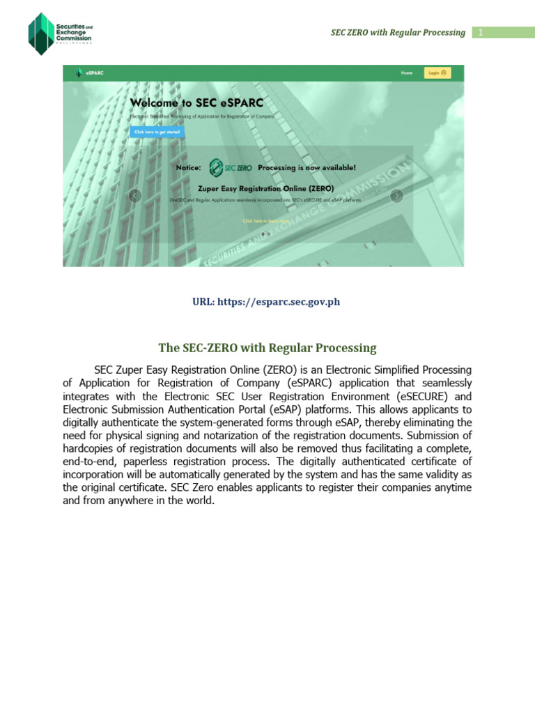SEC Zero: Streamlined Company Registration | PDF | Computing | Cyberspace
