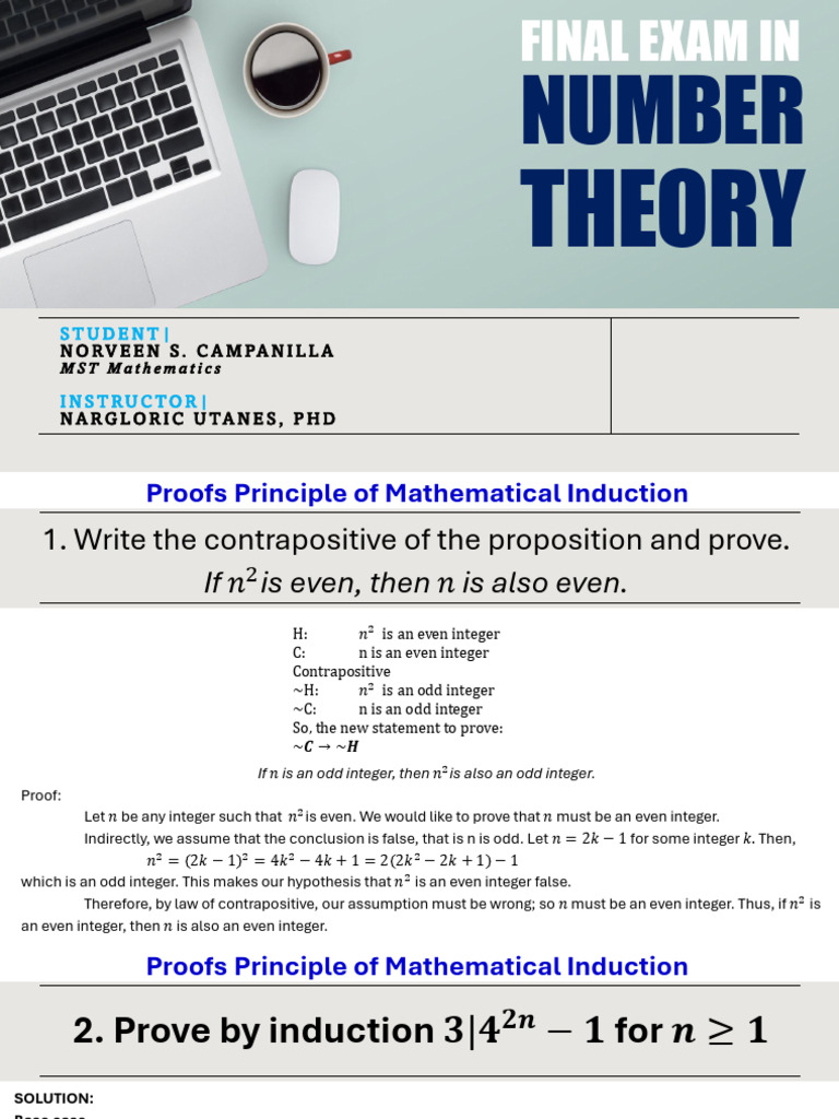 NT Final Exam - Campanilla NORVEEN | PDF | Mathematical Proof | Mathematical Logic