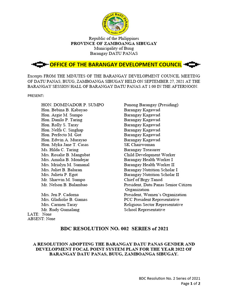 2 BDC For Bgfps Plan 2021 | PDF