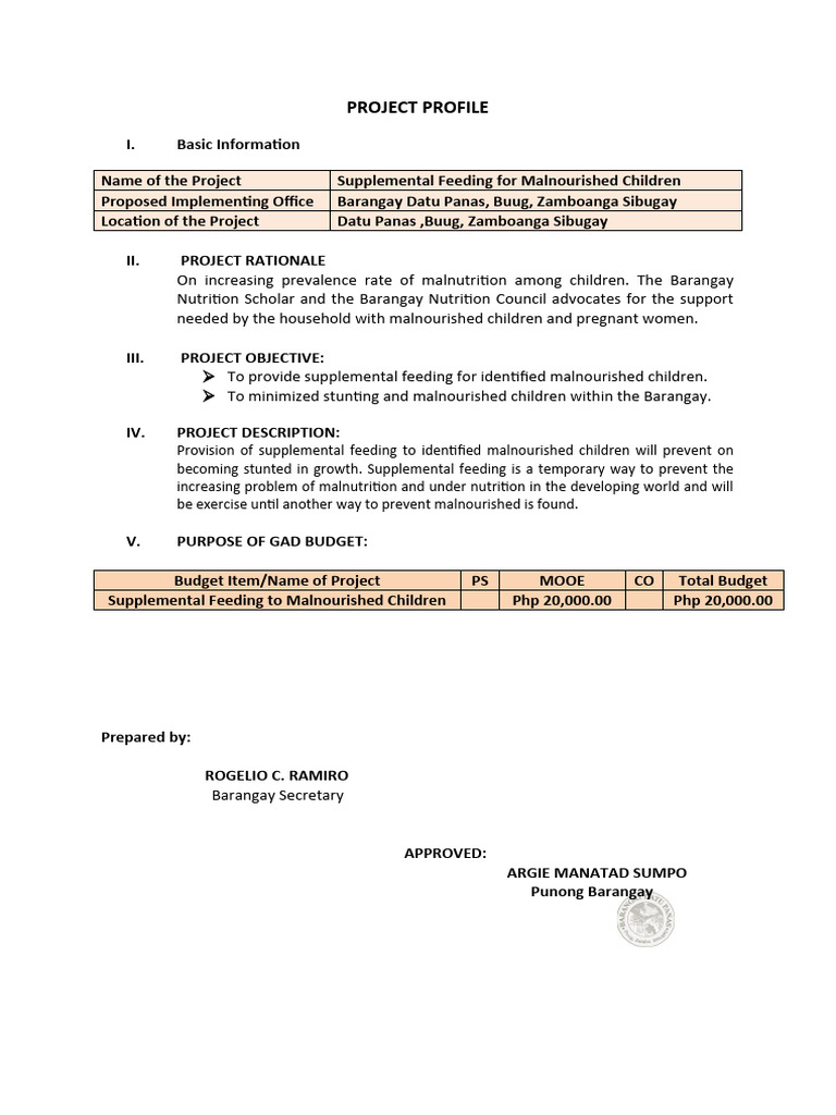 PROJECT PROFILE (Supplemental Feeding) | PDF