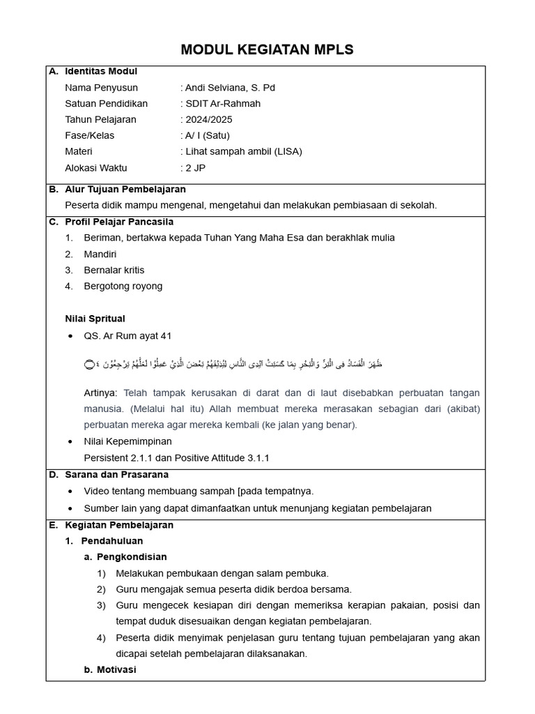Modul LISA Selvi | PDF