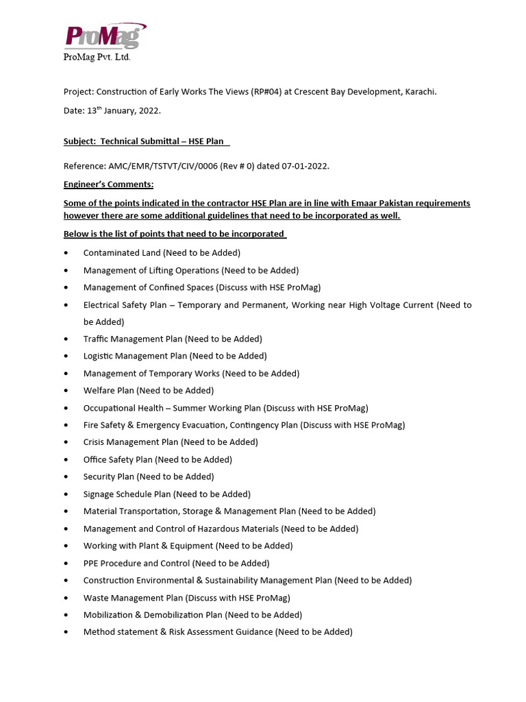 TS - 006 - HSE Plan | PDF | Computers