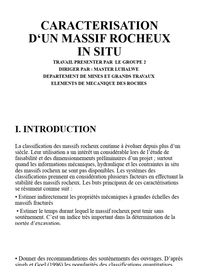 Caracterisation D Un Massif Rocheux in Situ 1 - 095704 | PDF | Géologie