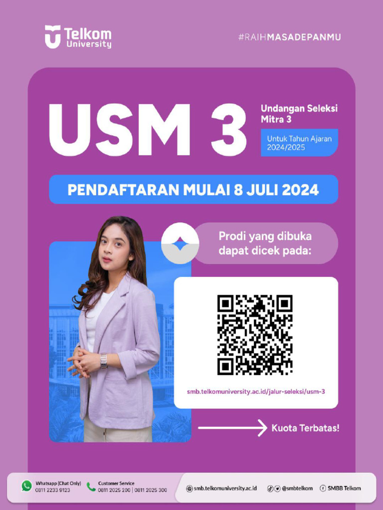 Brosur Jalur Seleksi USM 3 Telkom University 2024 | PDF
