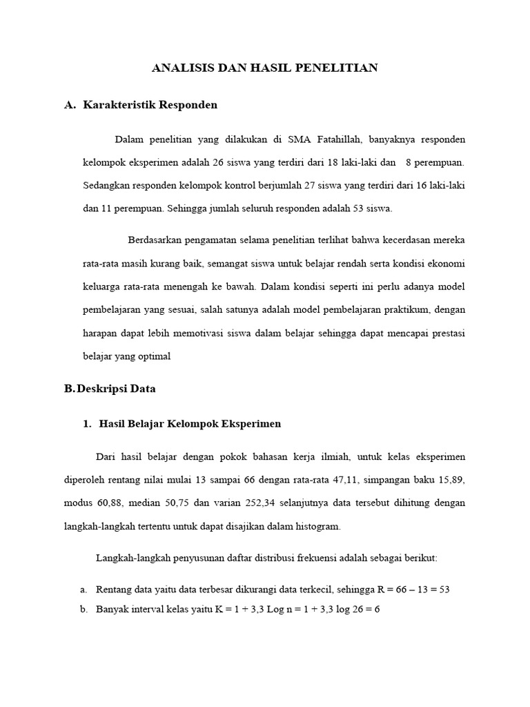 ANALISIS DAN HASIL PENELITIAN Eksperimen | PDF | Metode & Bahan Ajar