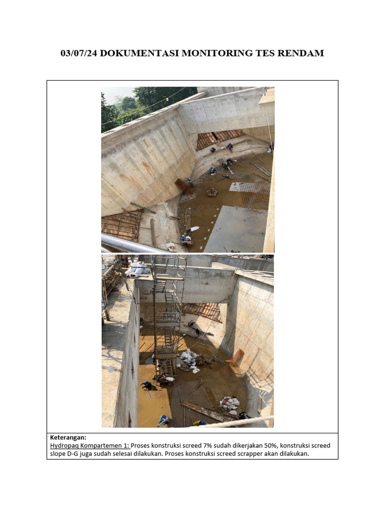 Dokumentasi Monitoring Tes Rendam 03 Juni 2024 | PDF