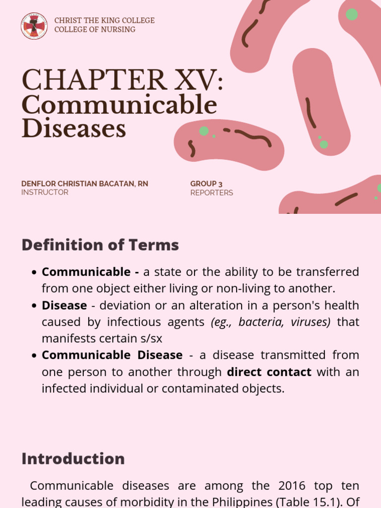 Communicable Diseases: Christ The King College College of Nursing | PDF ...