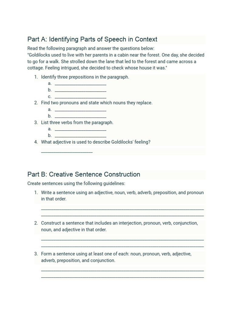Parts of Speech Test Section 2 | Download Free PDF | Part Of Speech ...