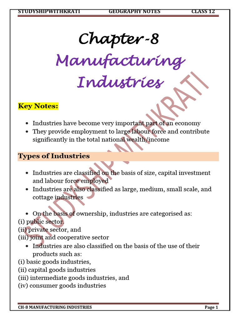 SWK BOOK 2 CH 8 Manufacturing Industries | PDF | Plastic | Globalization