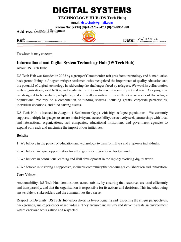 Activities of DS Tech Hub | PDF | Refugee | Collaboration
