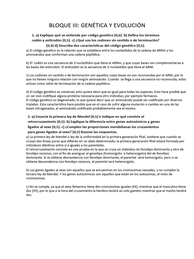 Genetica y Evolución Selectividad Biologia | PDF | Rna | Dominancia ...